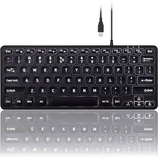 Perixx PERIBOARD-332 Wired Backlit USB Keyboard - Mini 11.22x4.57x0.83 ...