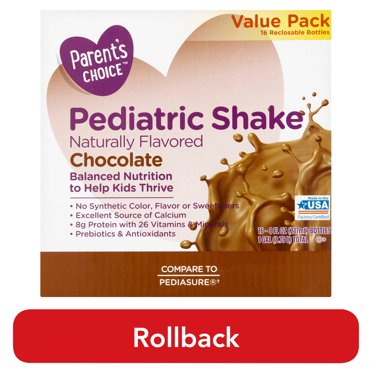 Parent's Choice Pediatric Shake, Chocolate, 8 oz, 16 Count - Walmart.com