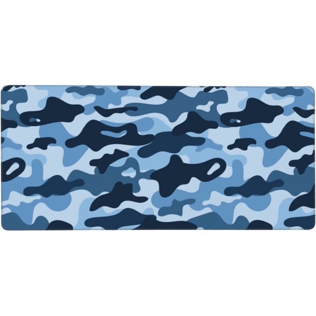 Navy Blue Camo Gaming Mouse Pad XL, Extended Stitched Edges Mousepad ...