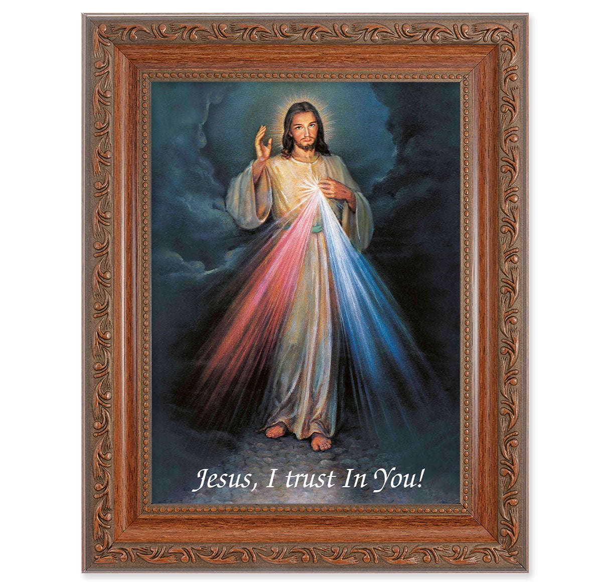 Divine Mercy Picture Framed Wall Art Decor Medium, Antiqued Dark ...