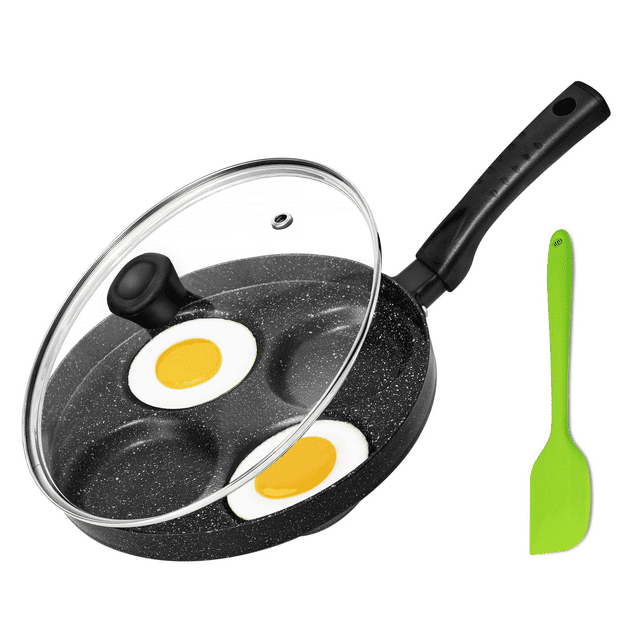 MyLifeUNIT Aluminum 4-Cup Egg Frying Pan, Non Stick Egg Cooker Pan with ...