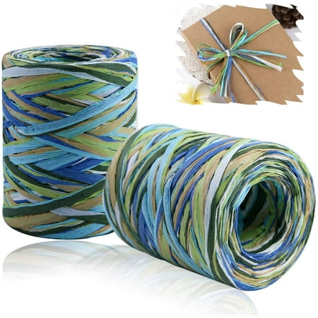 2 Roll 6 Colored Ribbon for Gift Wrapping, Rafia Natural Ribbon Ballon ...