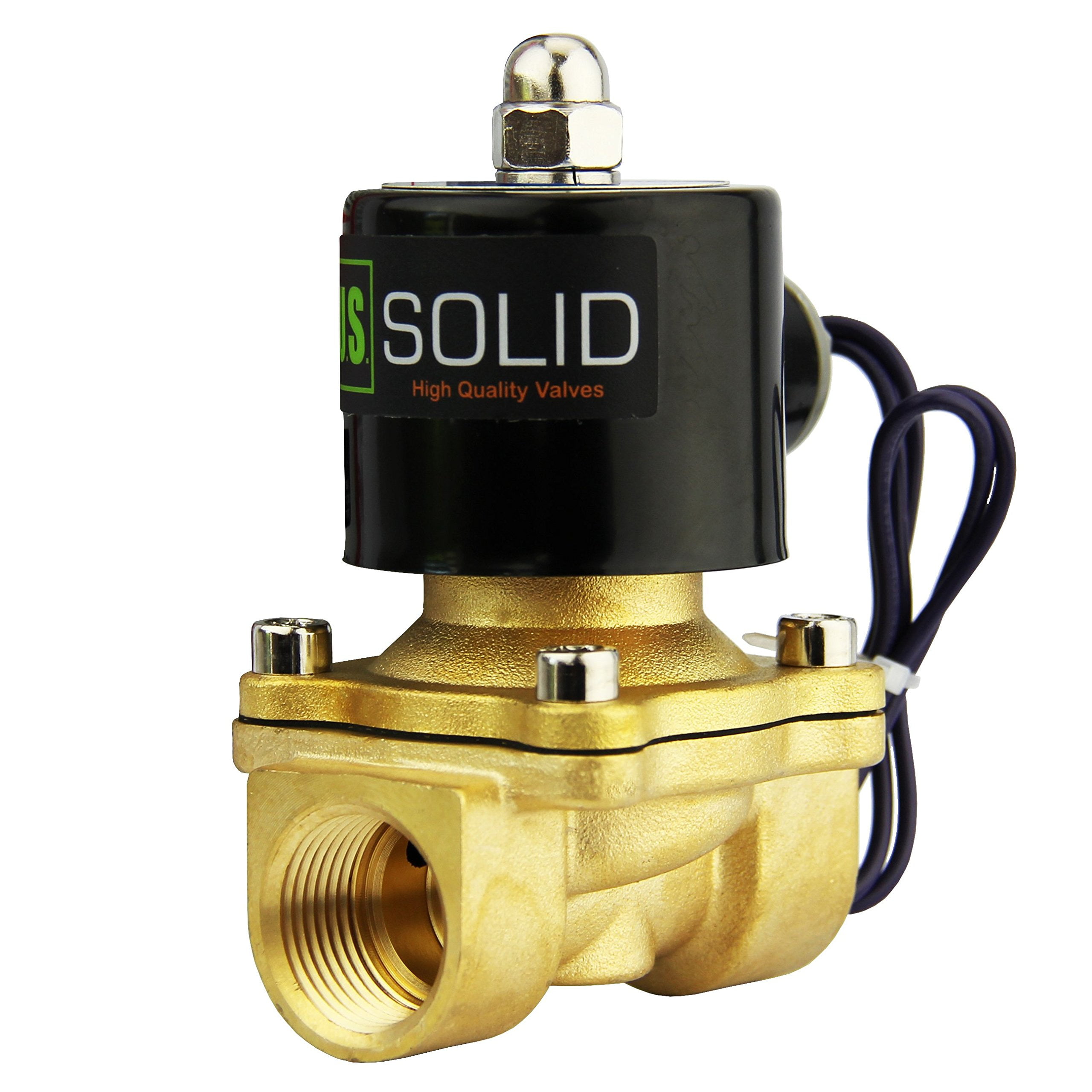 U.S. Solid 3/4" NPT Brass Electric Solenoid Valve DC 24V VITON Semi-Direct Normally Closed ...
