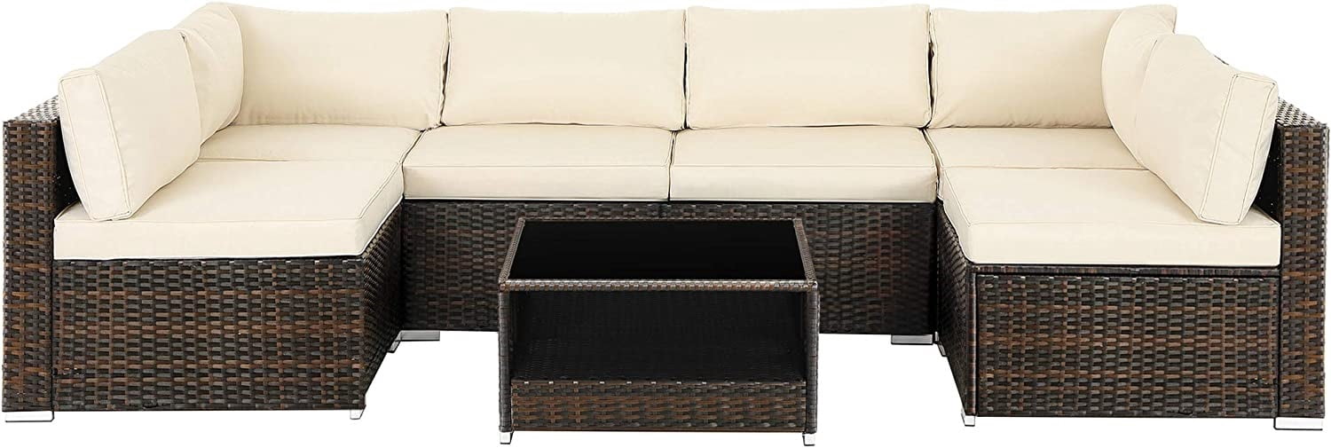 Outdoor Patio Furniture Set, CASEMIO 7 Piece Patio Conversation Set ...