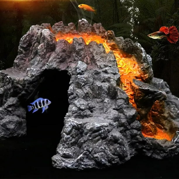 Aquarium Volcano Shape Decorations Volcanic Eruption Resin Cave ...