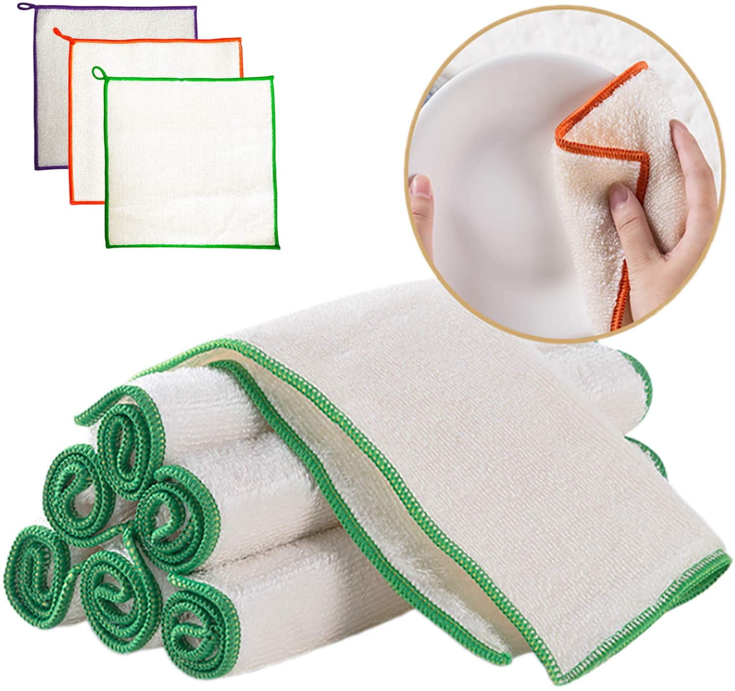 Reusable 100% Bamboo Dish Cloths,Natural Cleaning Dish Cloths, and ...