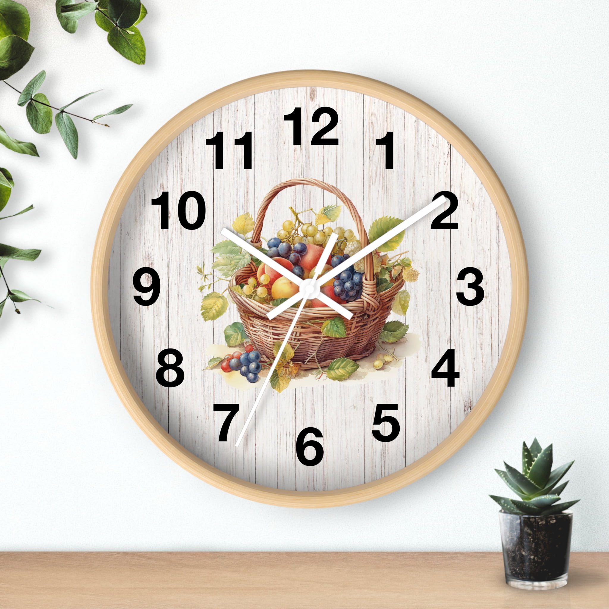 Farmhouse Wall Clock 10-inch Cottagecore Fruit Basket Kitchen Decor ...