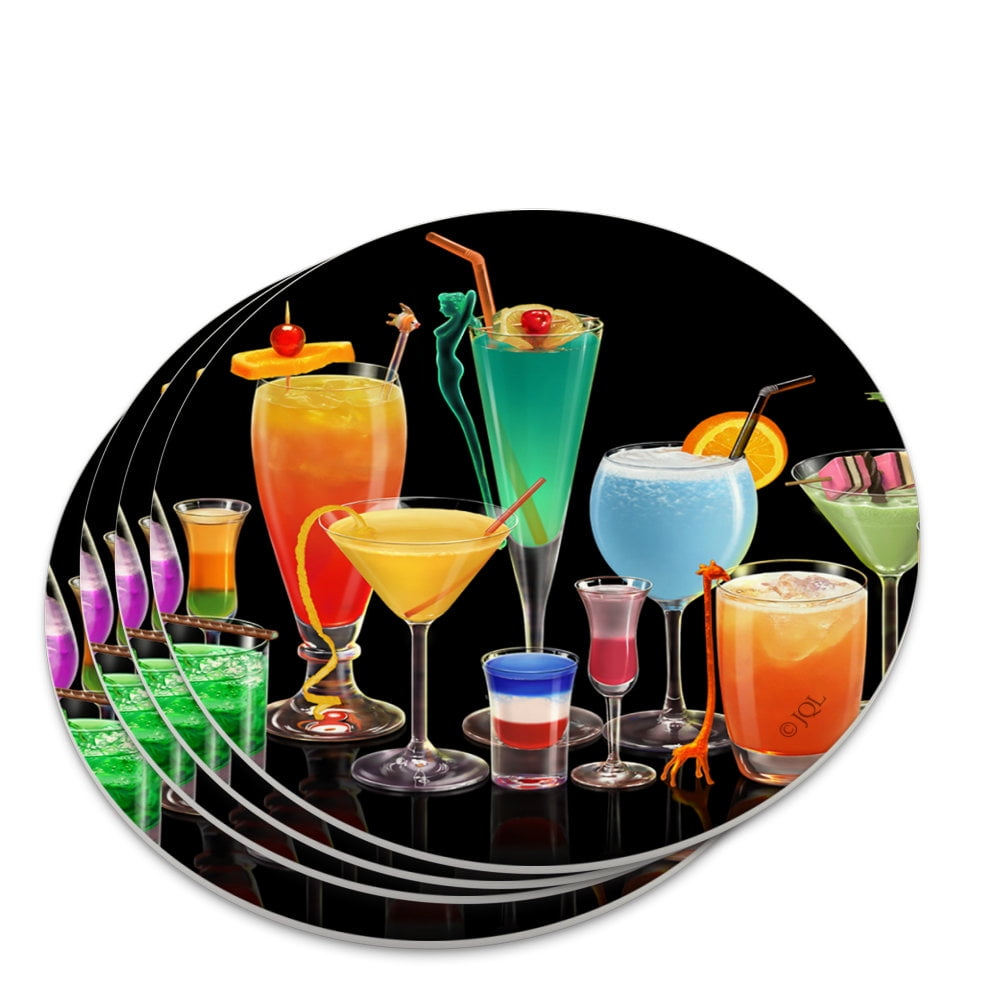 Cocktails Cocktail Drinks Bar Happy Hour Novelty Coaster Set - Walmart ...