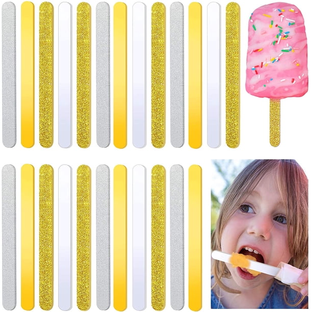 Reusable Acrylic Cakesicle Sticks Mirror Popsicle Sticks for Ice Cream ...