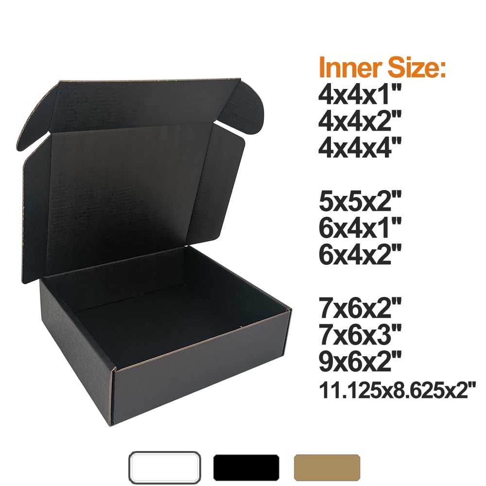 CH-BOX 50 Pack 7x6x2'' Small Corrugated Box Mailers Black Cardboard for ...