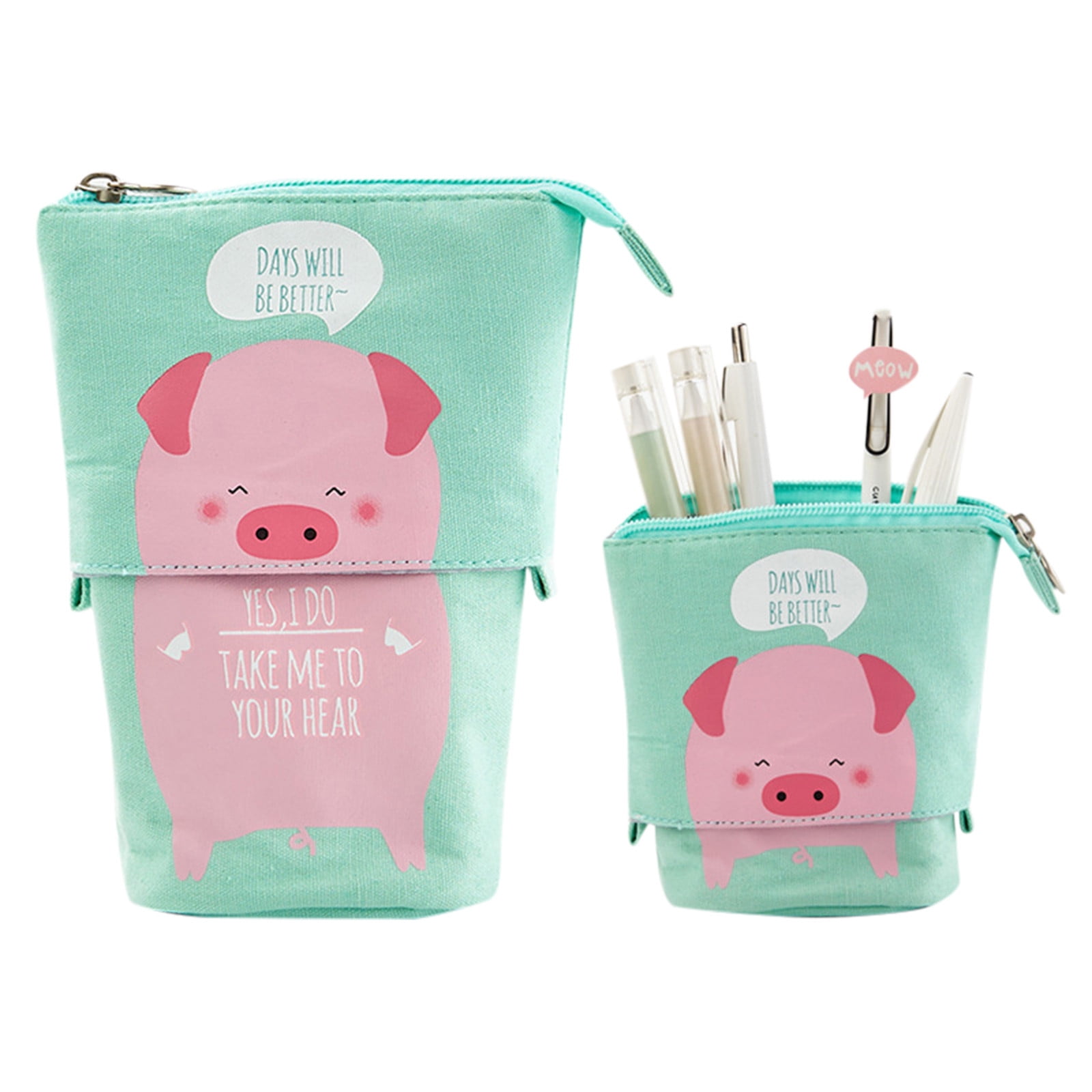 Pompotops Pen Pencil Telescopic Holder Stationery Case Corduroy Stand ...