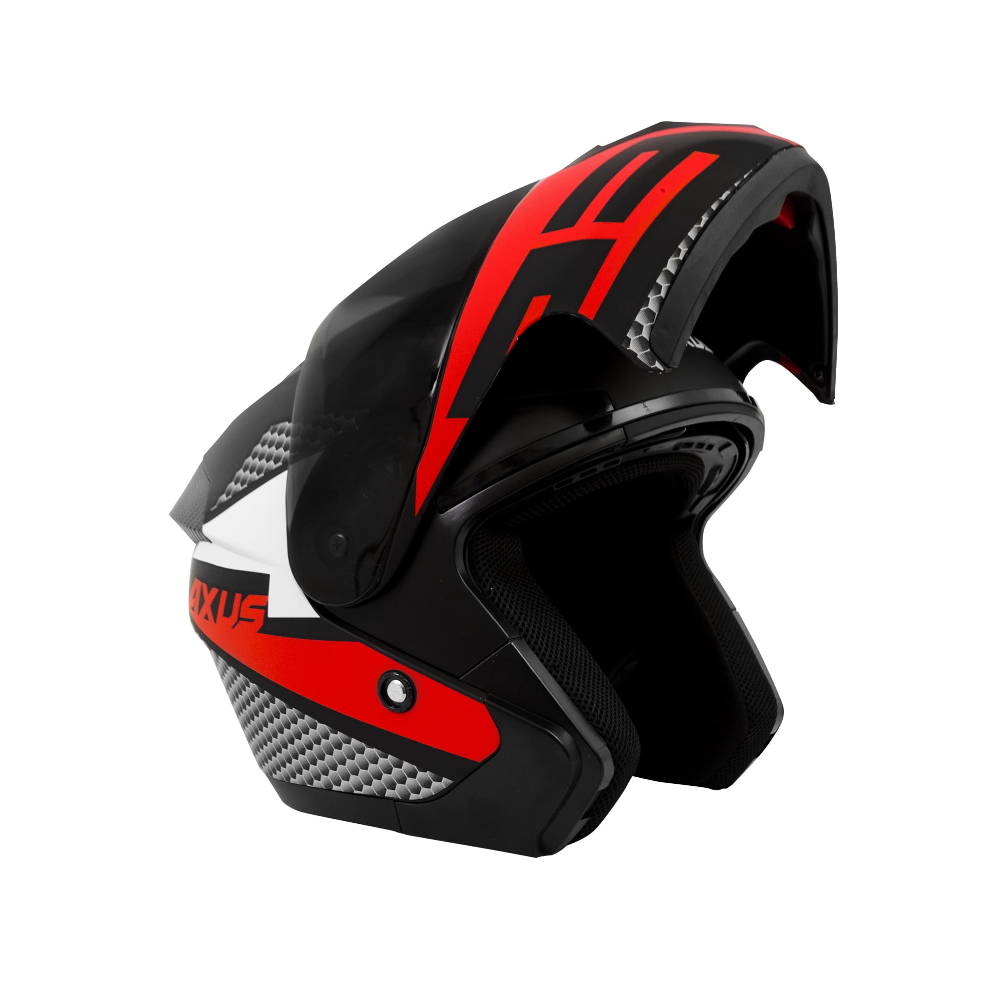 CASCO Abatible, doble visor, DOT AXUS 23 SPORTS XL Negro/Rojo AXS ...