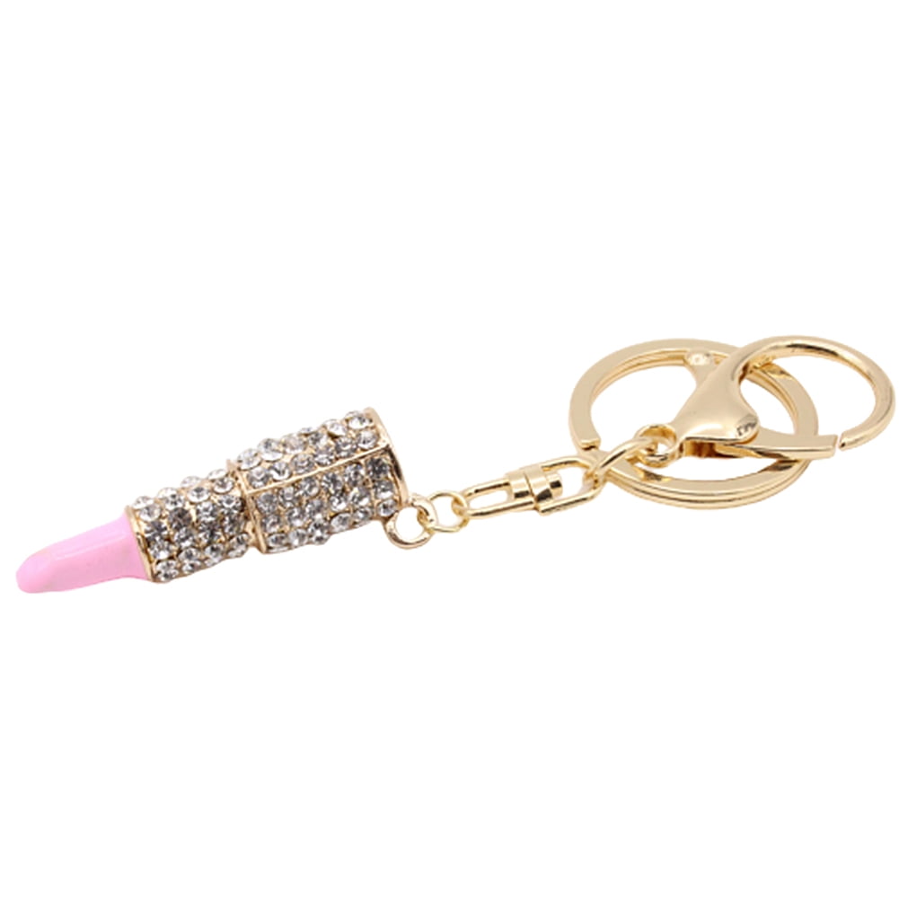 Fashion Rhinestone Keychain Lipstick Key Ring Bag Purse Car Ornament ...