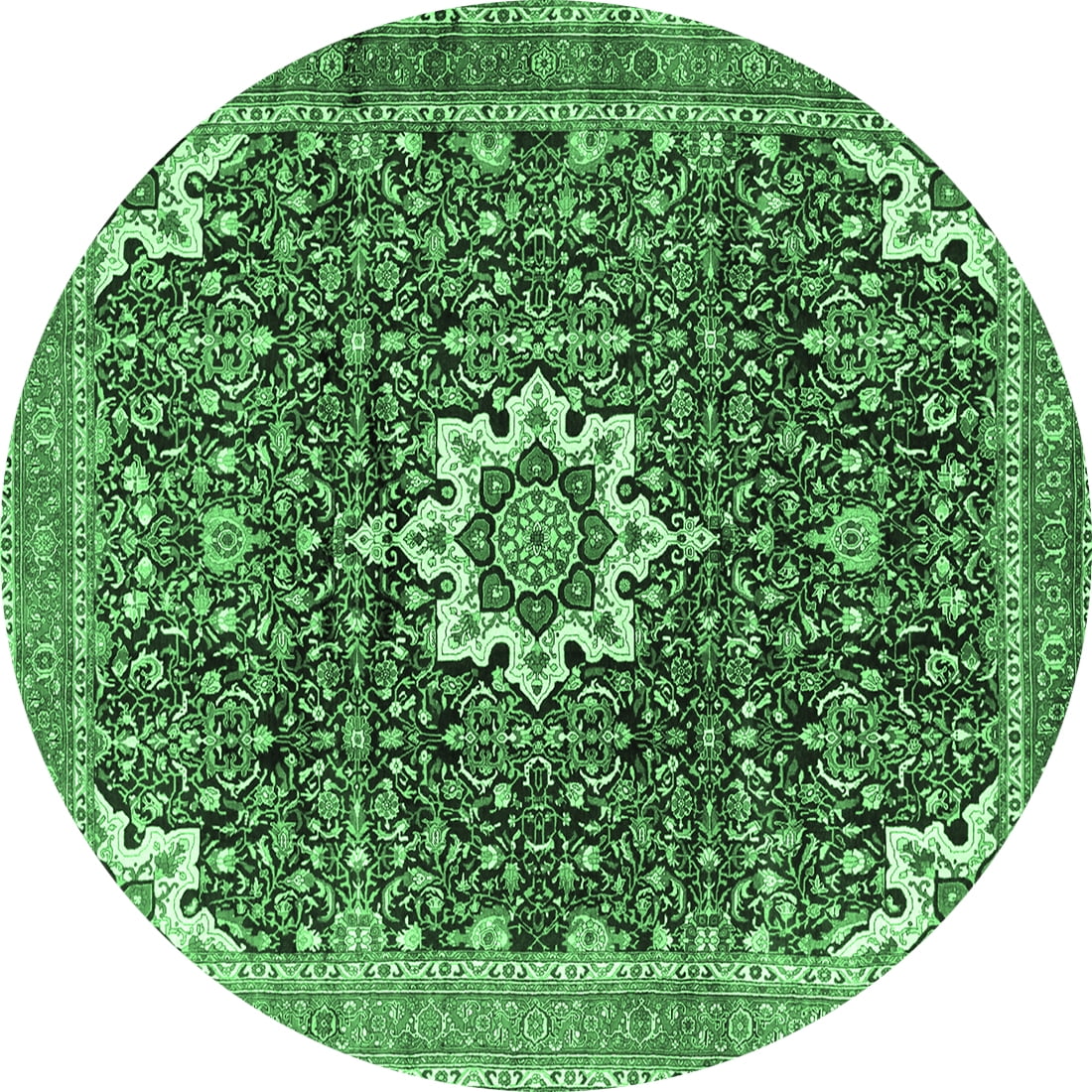 Ahgly Company Indoor Round Medallion Emerald Green Traditional Area ...