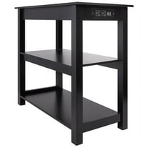 Functional End Table with Power Outlets - Black - Walmart.com