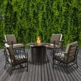 Aluminum 34-in Round Antique Copper Fire Table Set with Rocking Chairs ...