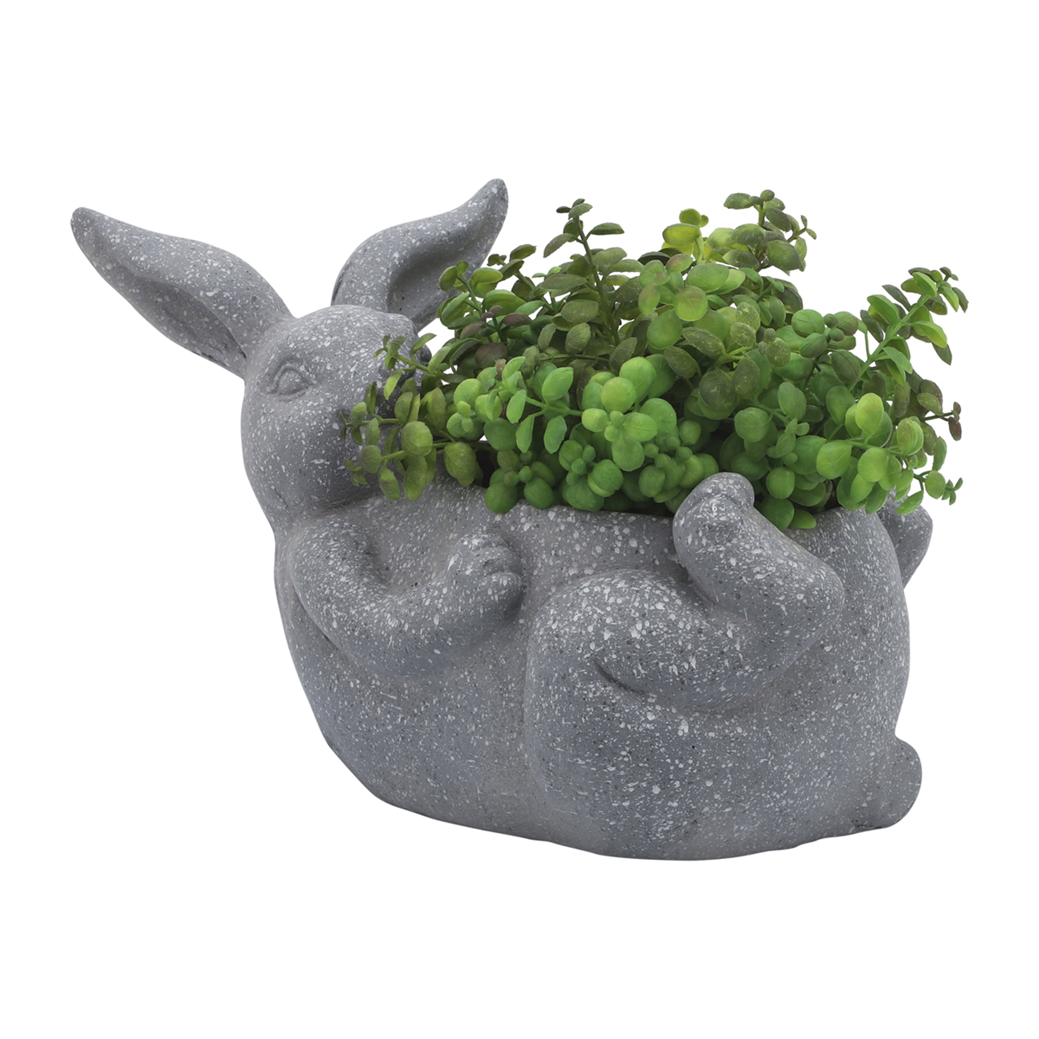 Sagebrook Home Resin, 15"D Laying Bunny Planter, Gray - Walmart.com