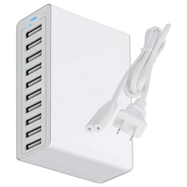 Cargadores de Pared USB ChargerFastWhite 1Pza 10 Puertos USB 100-240V 50-60Hz 5V 10A Max Blanco ...