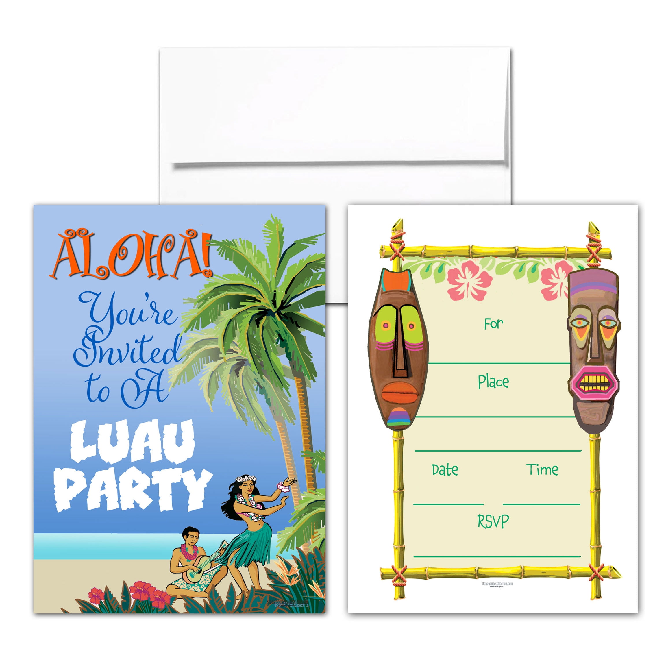 25 Luau Party Invites with Envelopes - Fill-in Hawaiian Invitations ...