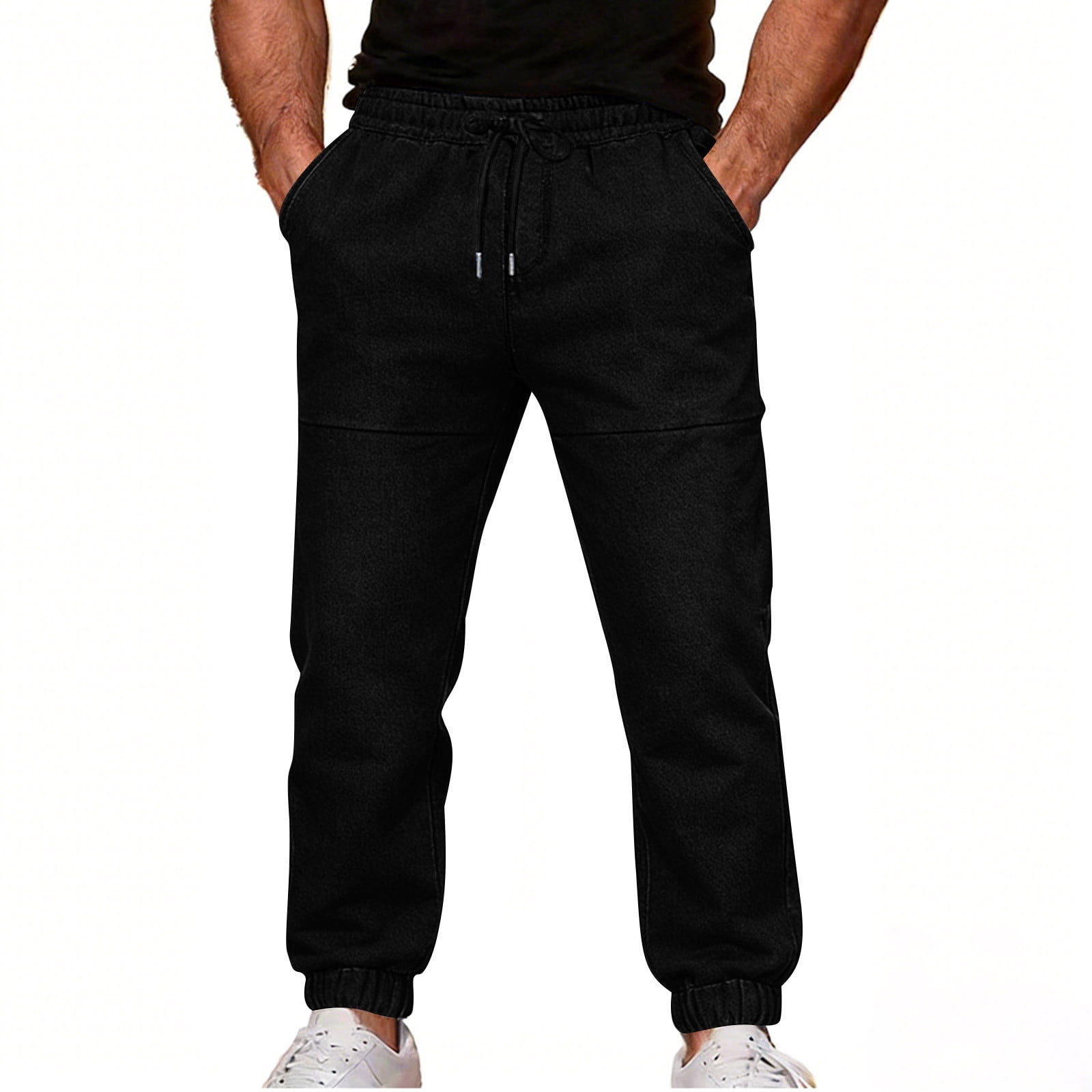 Yaoyar Mens Ripped Joggers Denim Pants Elastic Waist Casual Pull On Jean Pants Lightweight Distressed Jeans Trousers