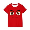 Awdenio Kids Vibrant Cartoon Expression Print T-Shirt, Crew Neck Short ...
