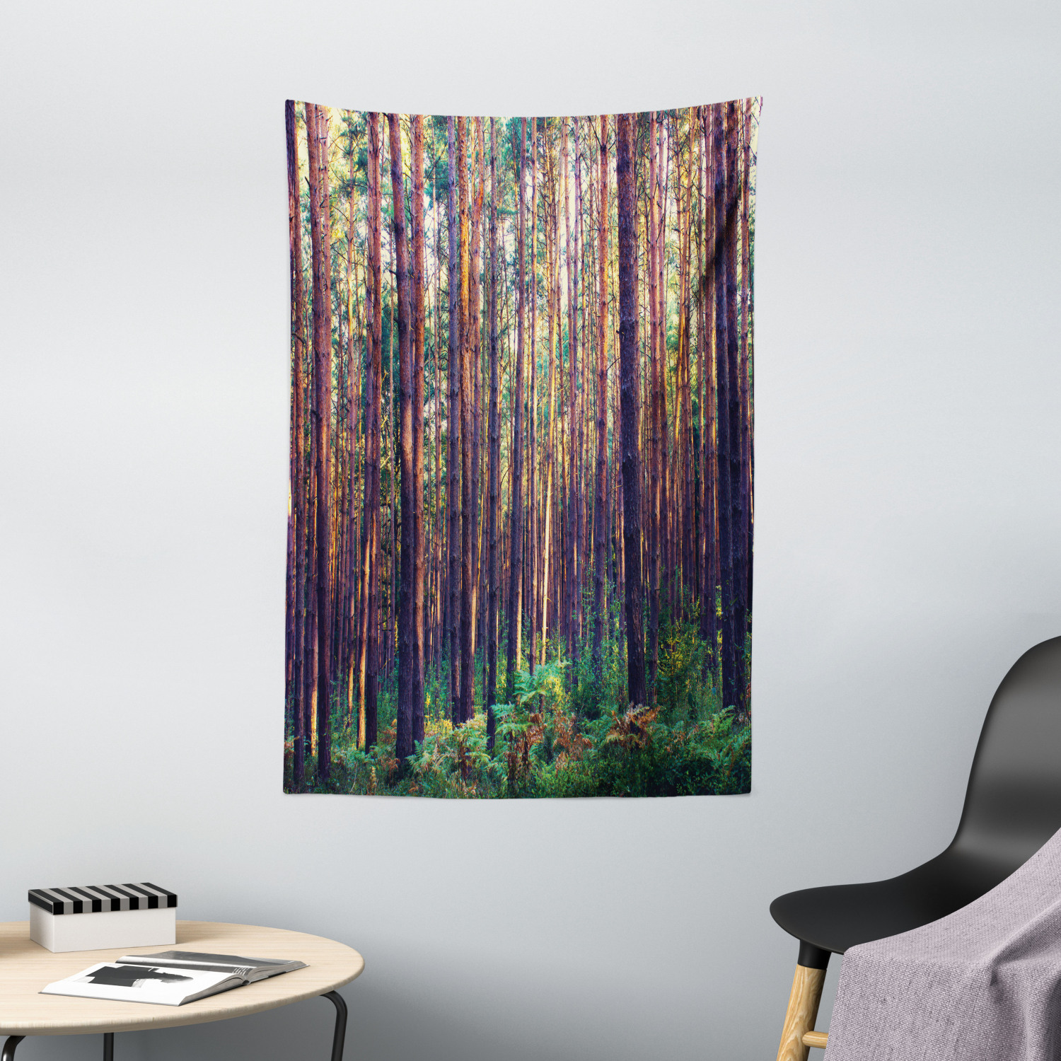 Farm House Decor Wall Hanging Tapestry, Forest in the Morning Light ...