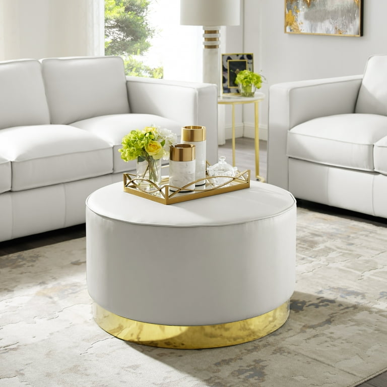 Gold leather ottoman store