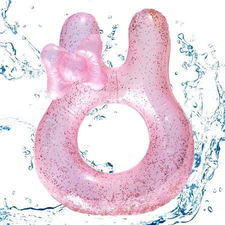 Sequin Swimming Ring Pink Rabbit Buoy Children's Inflatable Float ...