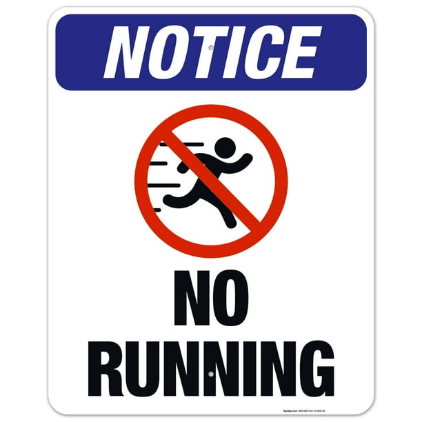 No Running with Graphic Sign, ANSI Notice Sign, - Walmart.com