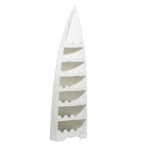 Free Shipping! DecMode 21" x 76" White Wood Boat Wine Rack - 25 Bottles ...