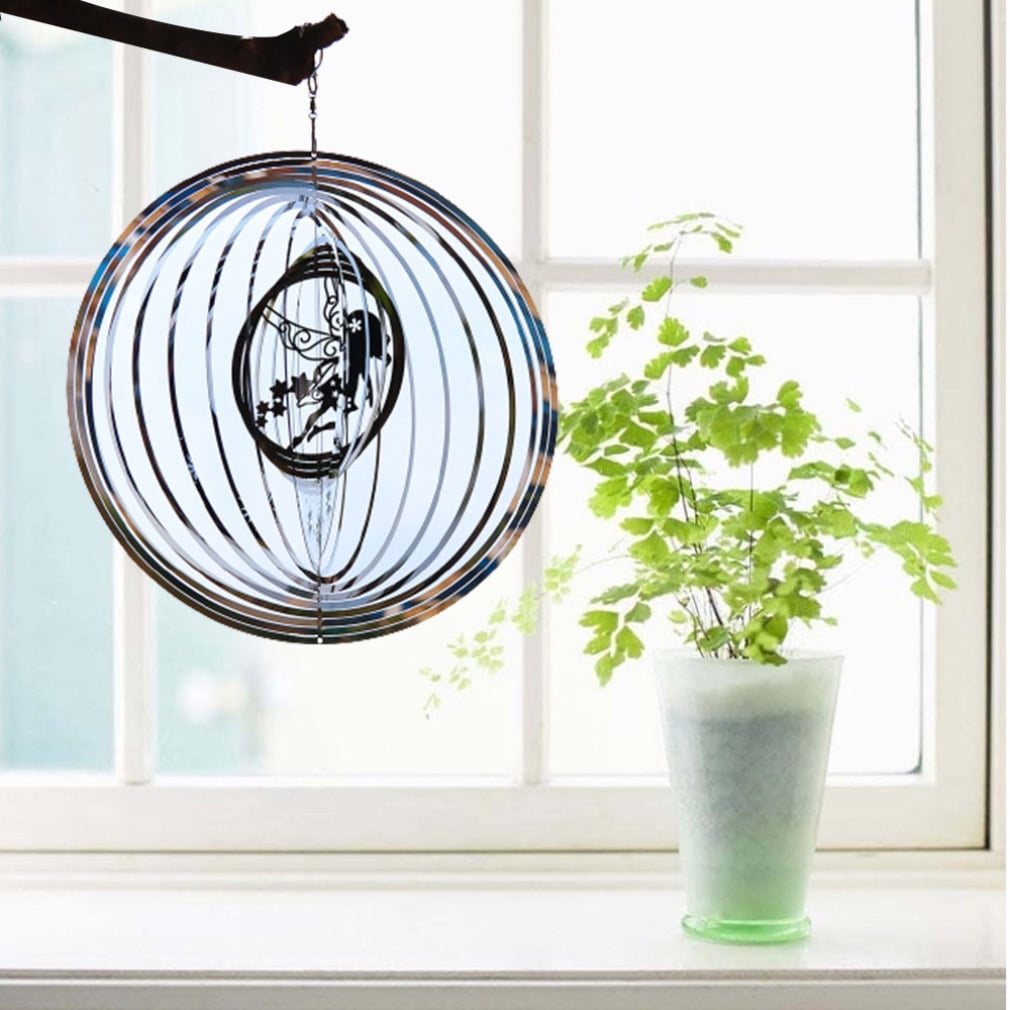11.8" Fairy Stainless Steel Wind Spinner Spinning Wind Chime Garden ...