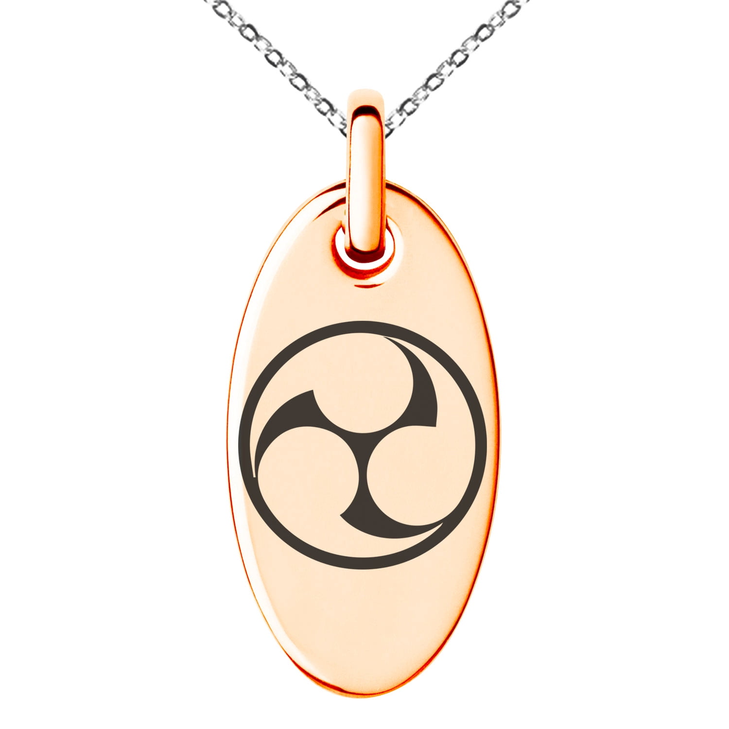 Stainless Steel Ujiie Samurai Crest Engraved Small Oval Charm Pendant ...