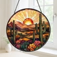 Cactus Desert Sunset Stained Glass Style Suncatcher, Decorative Window ...