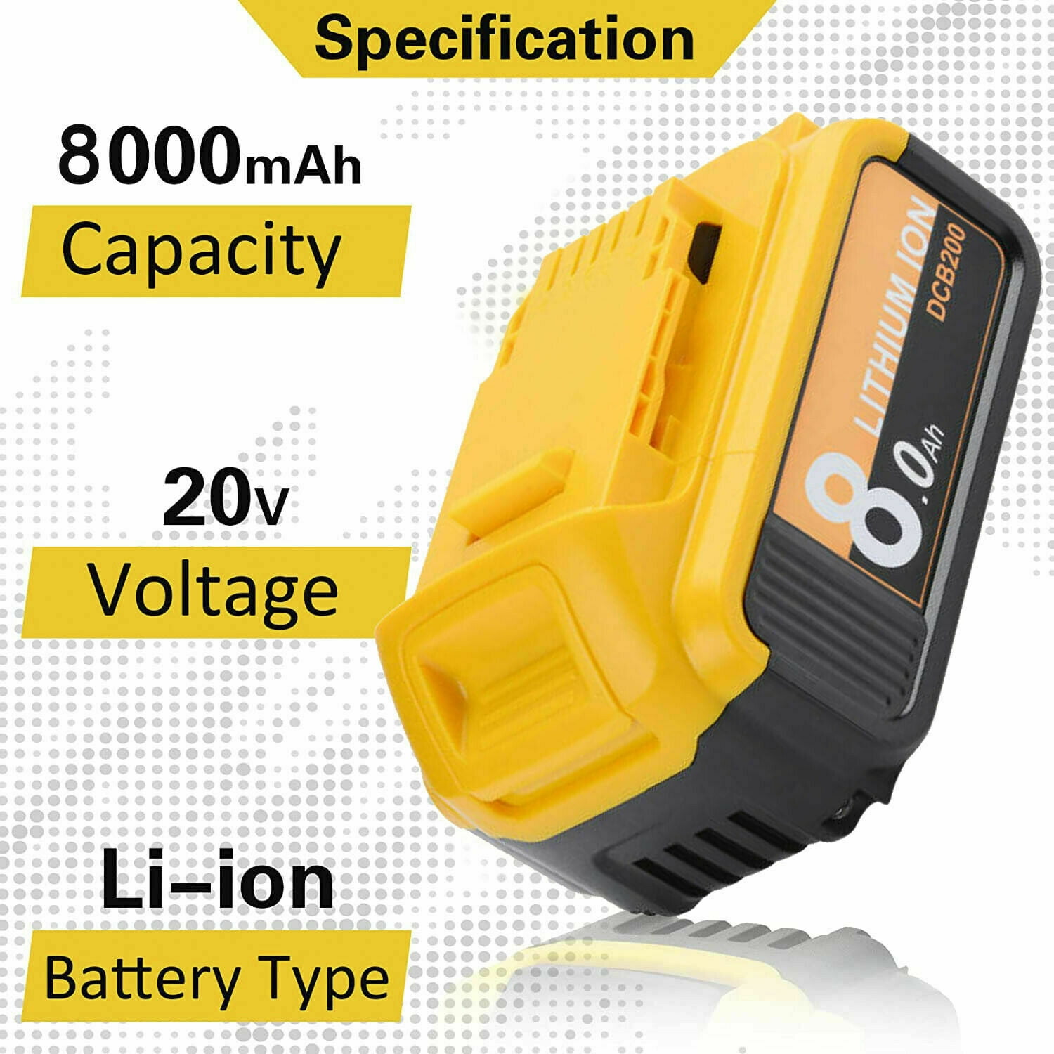 Buy 2 Pack For DeWalt 20V 20 Volt Max XR 8.0AH Lithium Ion Battery ...