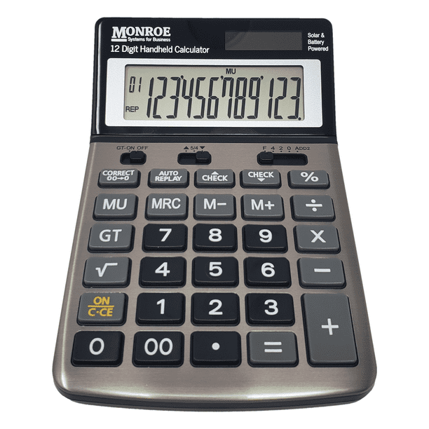 Monroe Handheld 12-Digit Paperless Calculator With Check And Correct ...