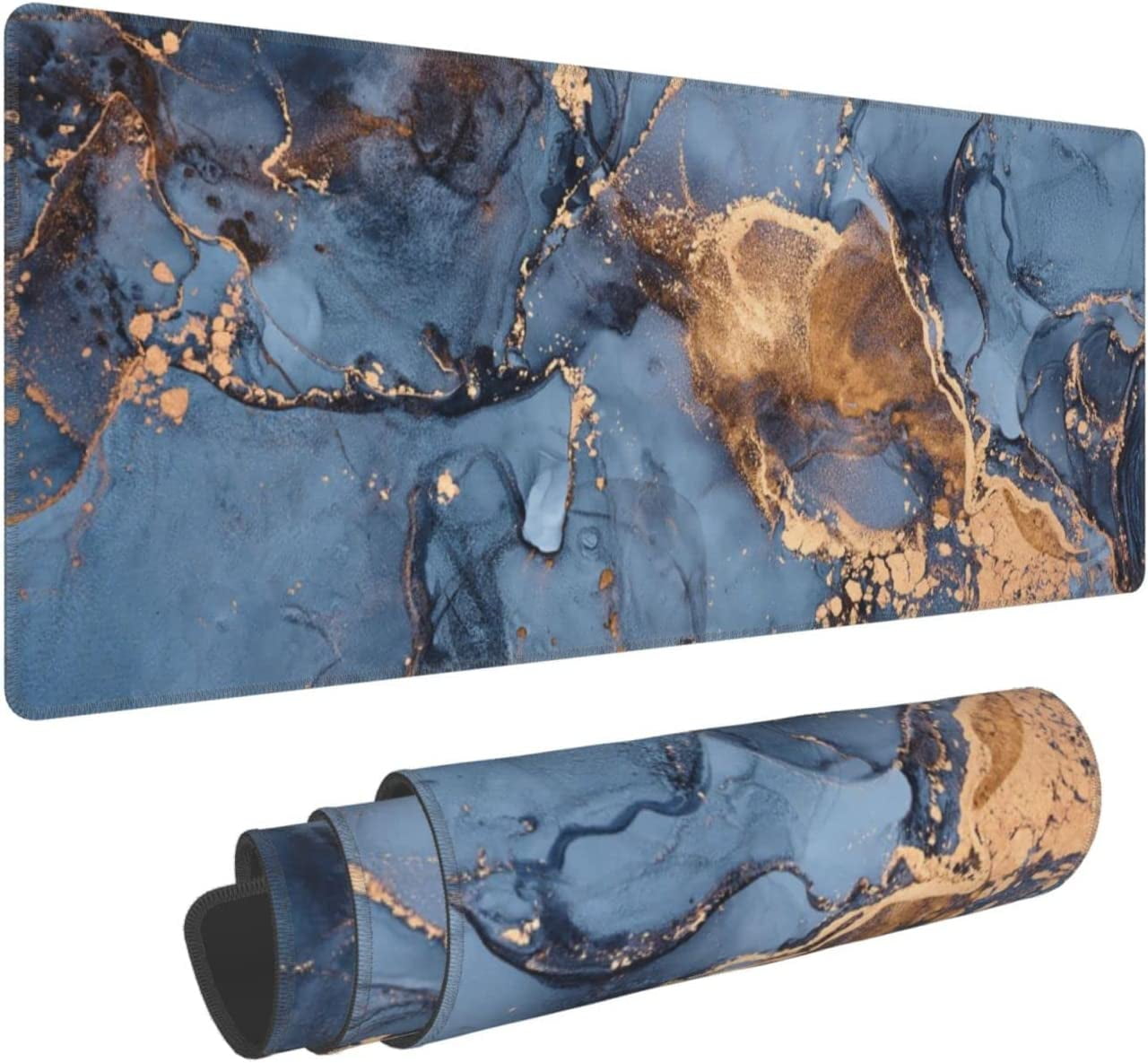 Blue Gold Marble Gaming Mouse Pad XL Extended Large Mousepad with ...