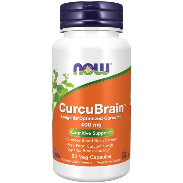 NOW Supplements, CurcuBrain™ 400 mg with Longvida® Optimized Curcumin ...
