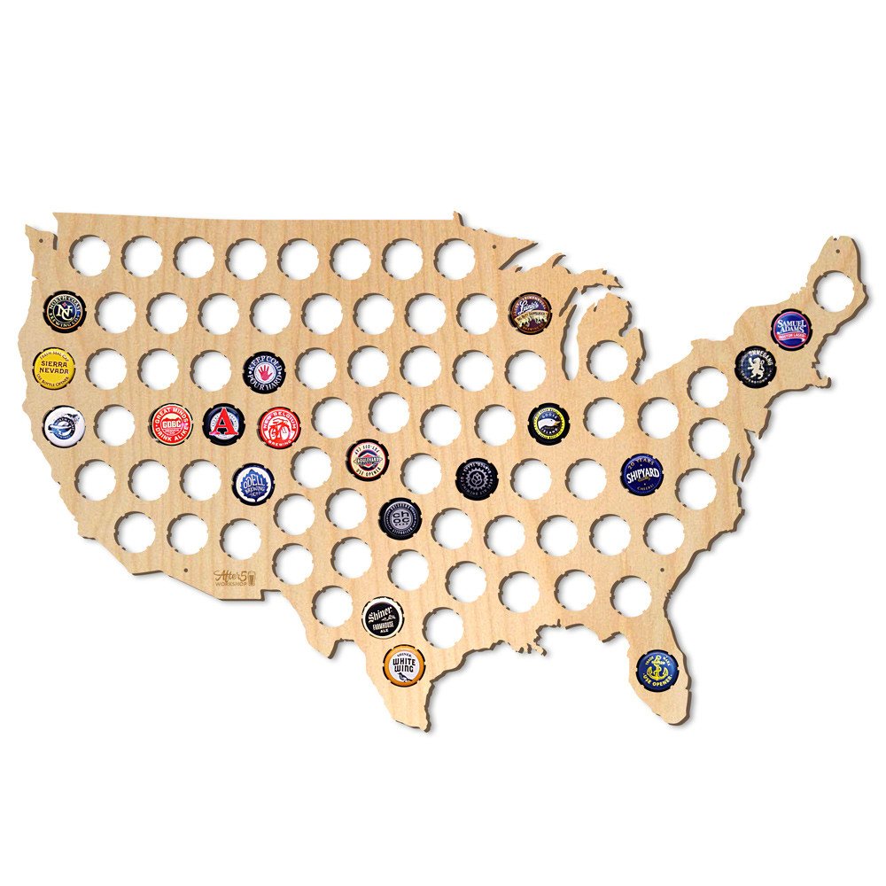 After 5 Workshop - Beer Cap Map Natural - Large USA Map - Walmart.com