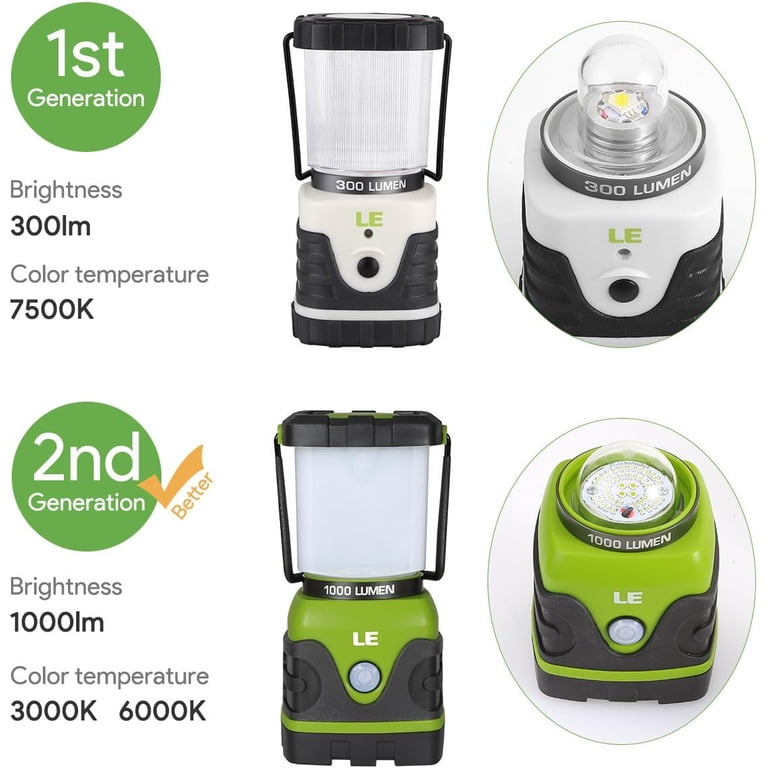 Camping Lamp LE Outdoor LED Camping Lantern 2-Pack - 1000LM Dimmable ...
