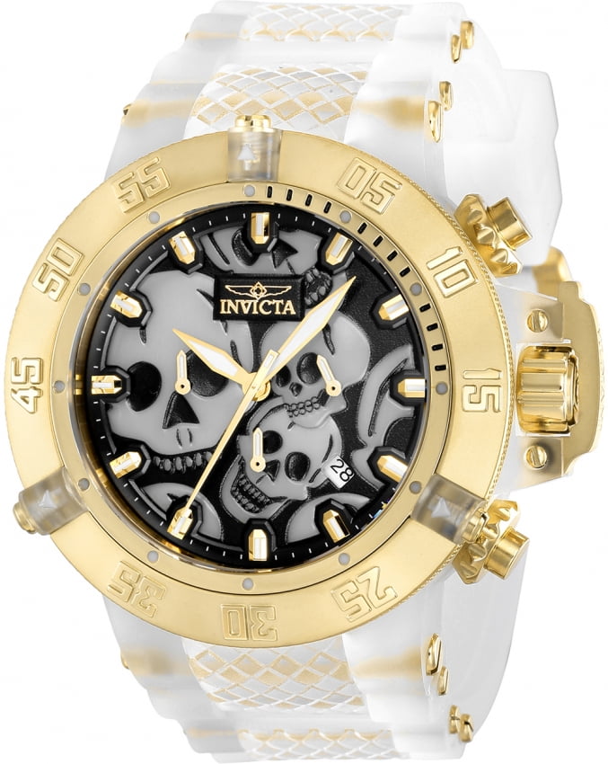 Invicta Subaqua Zager Exclusive Chronograph Quartz Black Dial Skull Men ...
