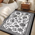 Black Flowers Washable Area Rug 4x6 Floral Geometric Classic ...