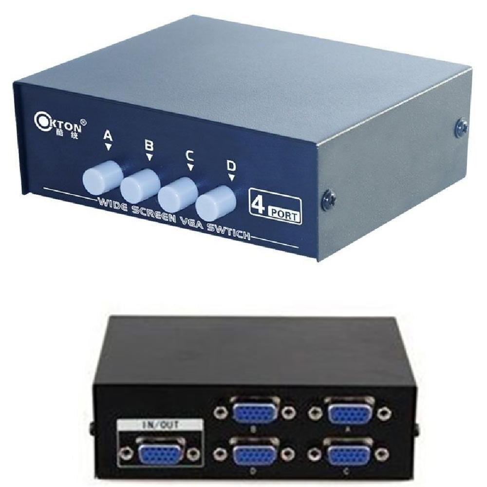 1 x 4 I/O Ports VGA SVGA Monitor Sharing Switch Box for LCD PC TV ...