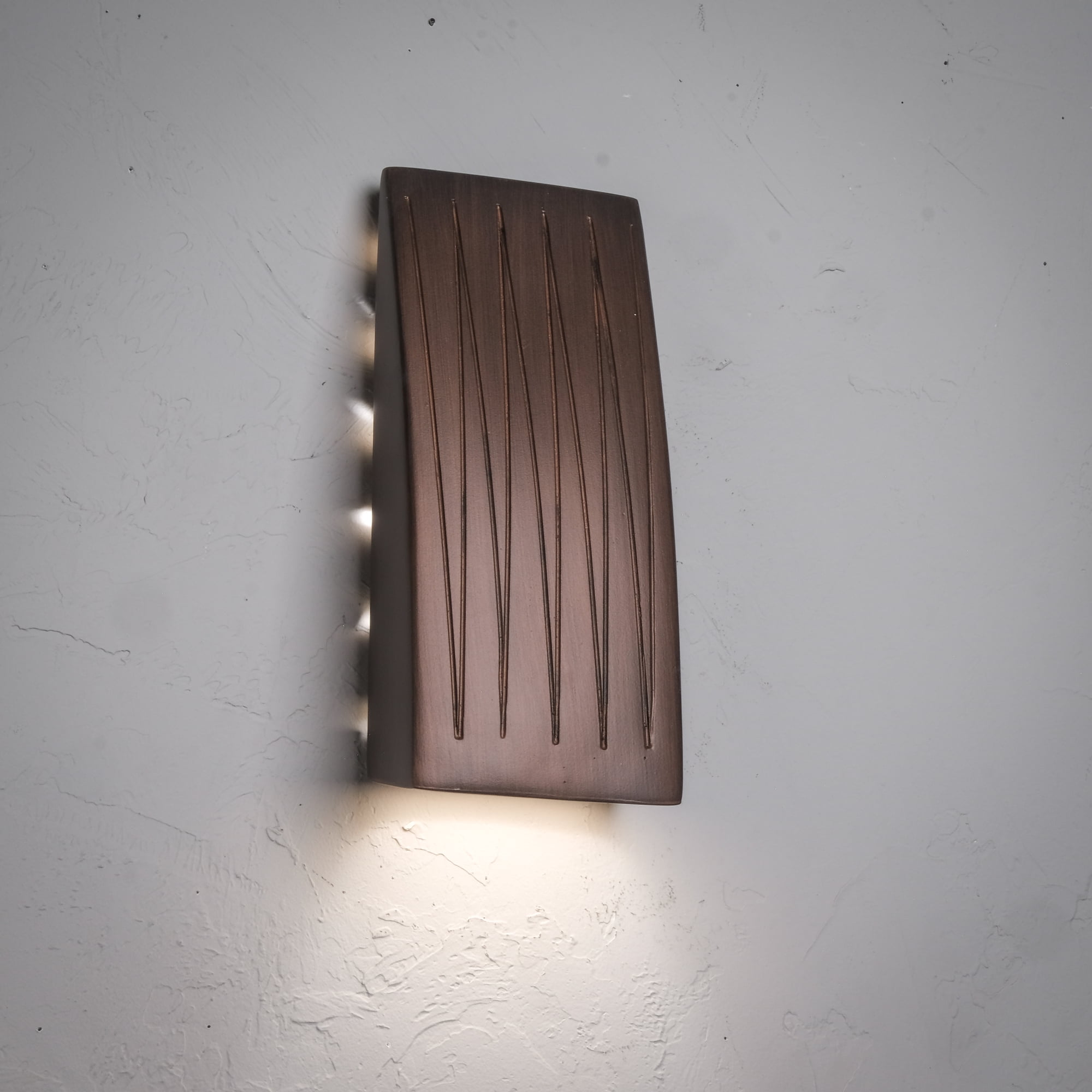 Luxury Lighting Slender ceramic wall light with rubbed copper finish ...