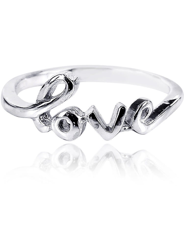 Friendship Love Cursive Script Sterling Silver Promise Ring-7 - Walmart.com