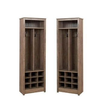 Pemberly Row Wood Storage Cabinet with 36 Shoe Cubbies in White ...