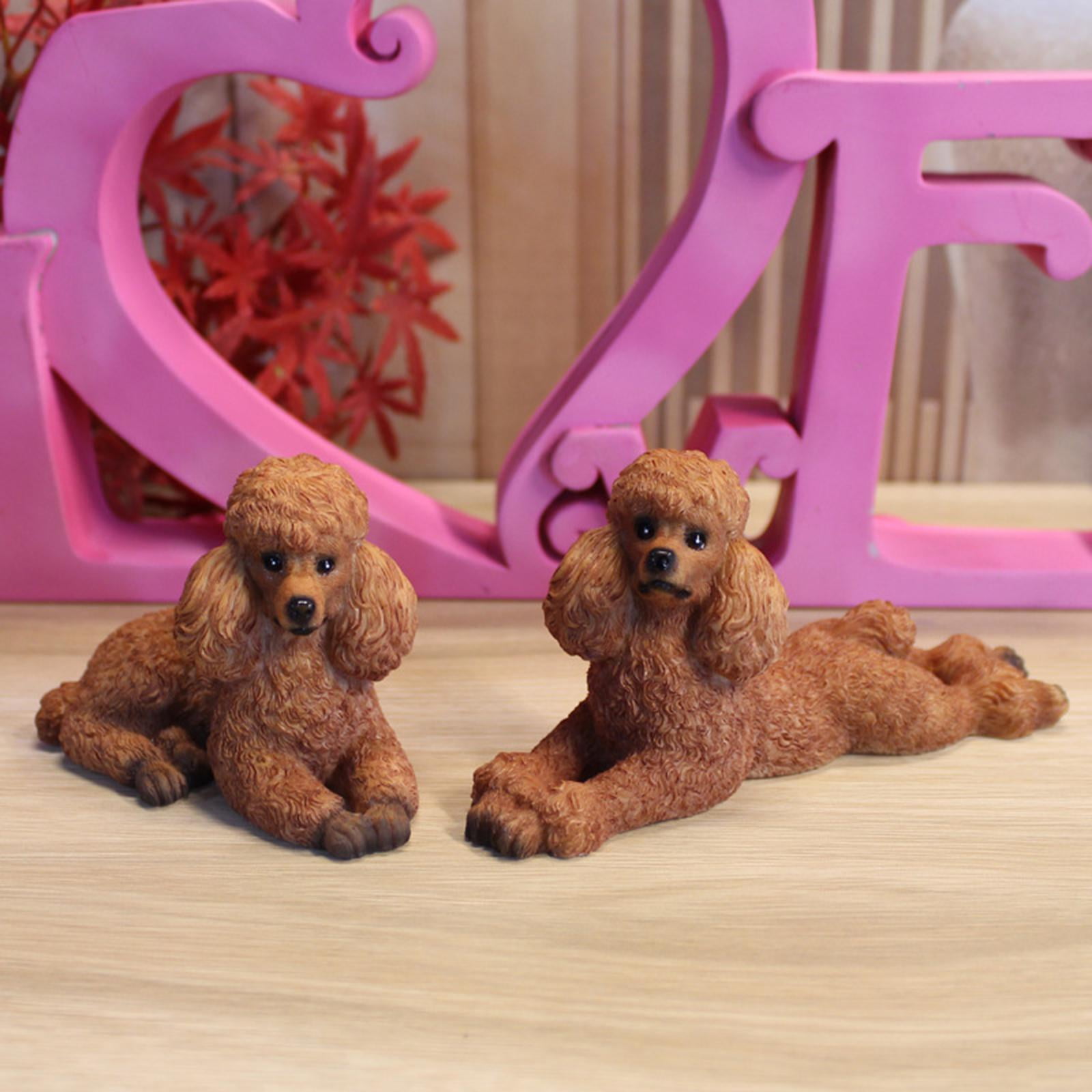 2x Modern Poodle Statue Collectibles ,Resin Animal Figurine, Pet Model ...