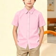 AHTJRT Boys School Uniform Shirts Solid Color Lapel Button Down Short ...