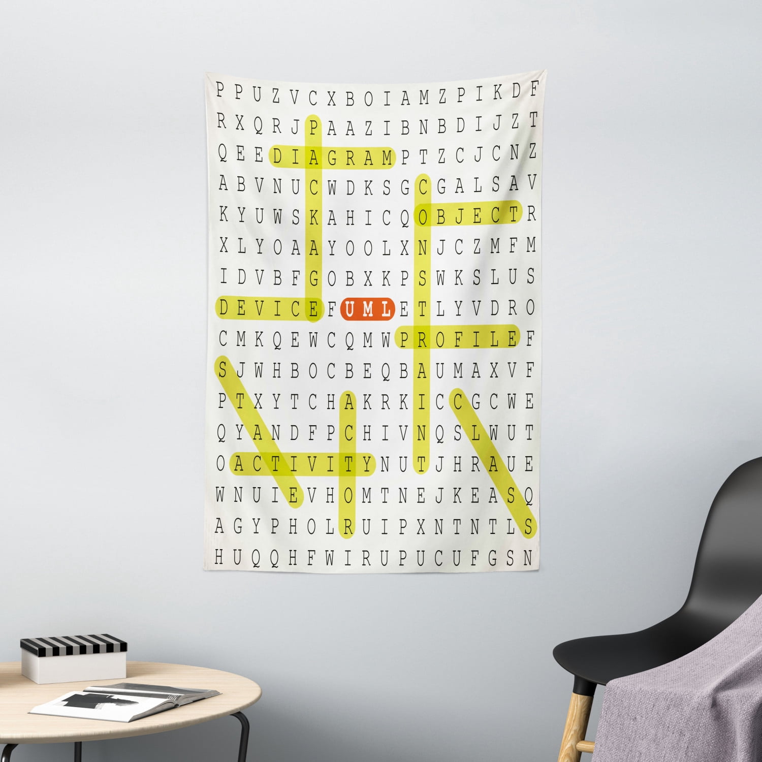 Word Search Puzzle Tapestry, Unified Modeling Language Word Puzzle with ...