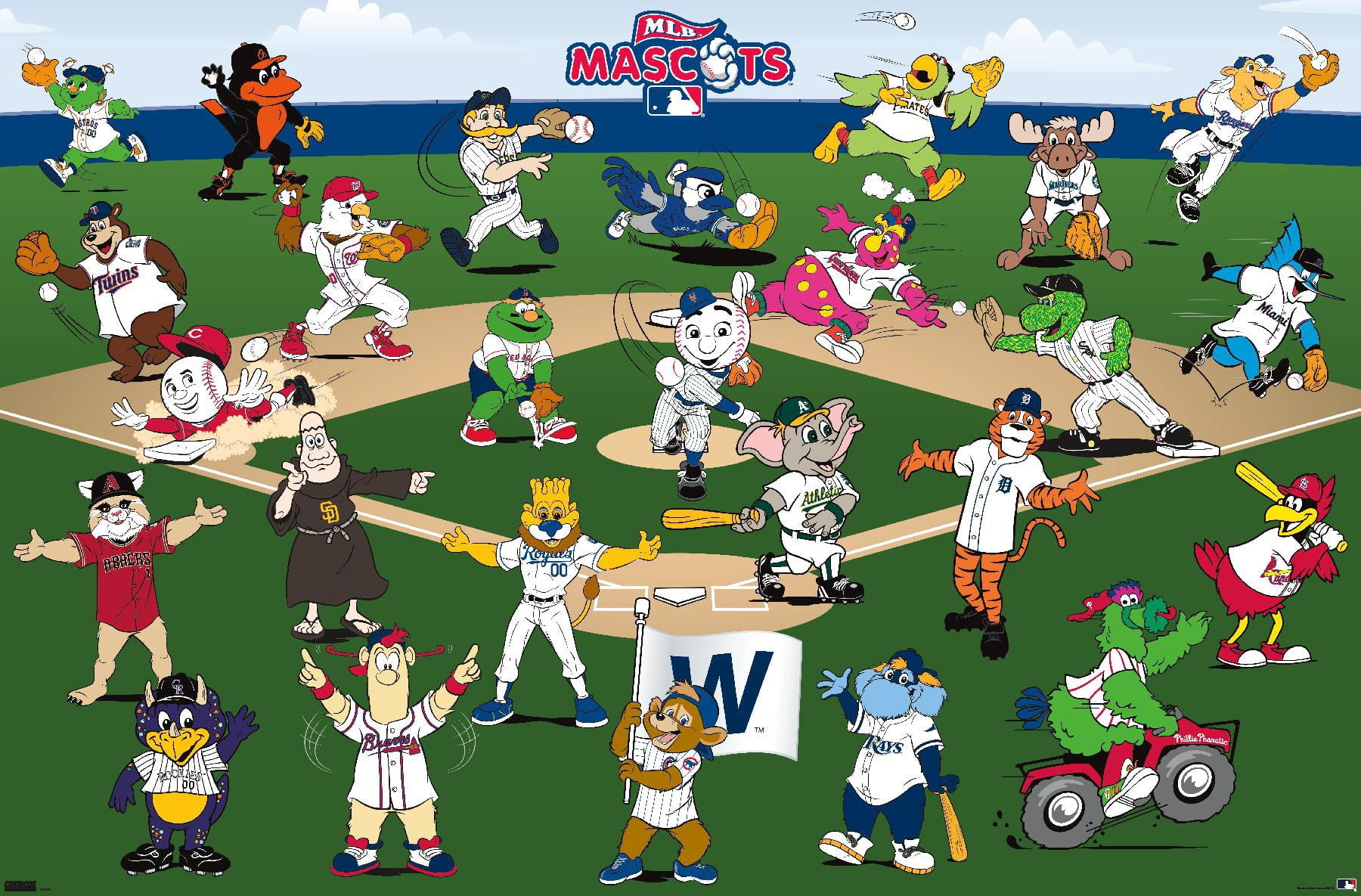 MLB League - Mascots 22 Wall Poster, 14.725" x 22.375" - Walmart.com