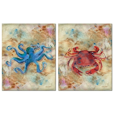 Beautiful, Trendy Sea Creatures; Seahorse, Lobster, Crab and Octopus ...